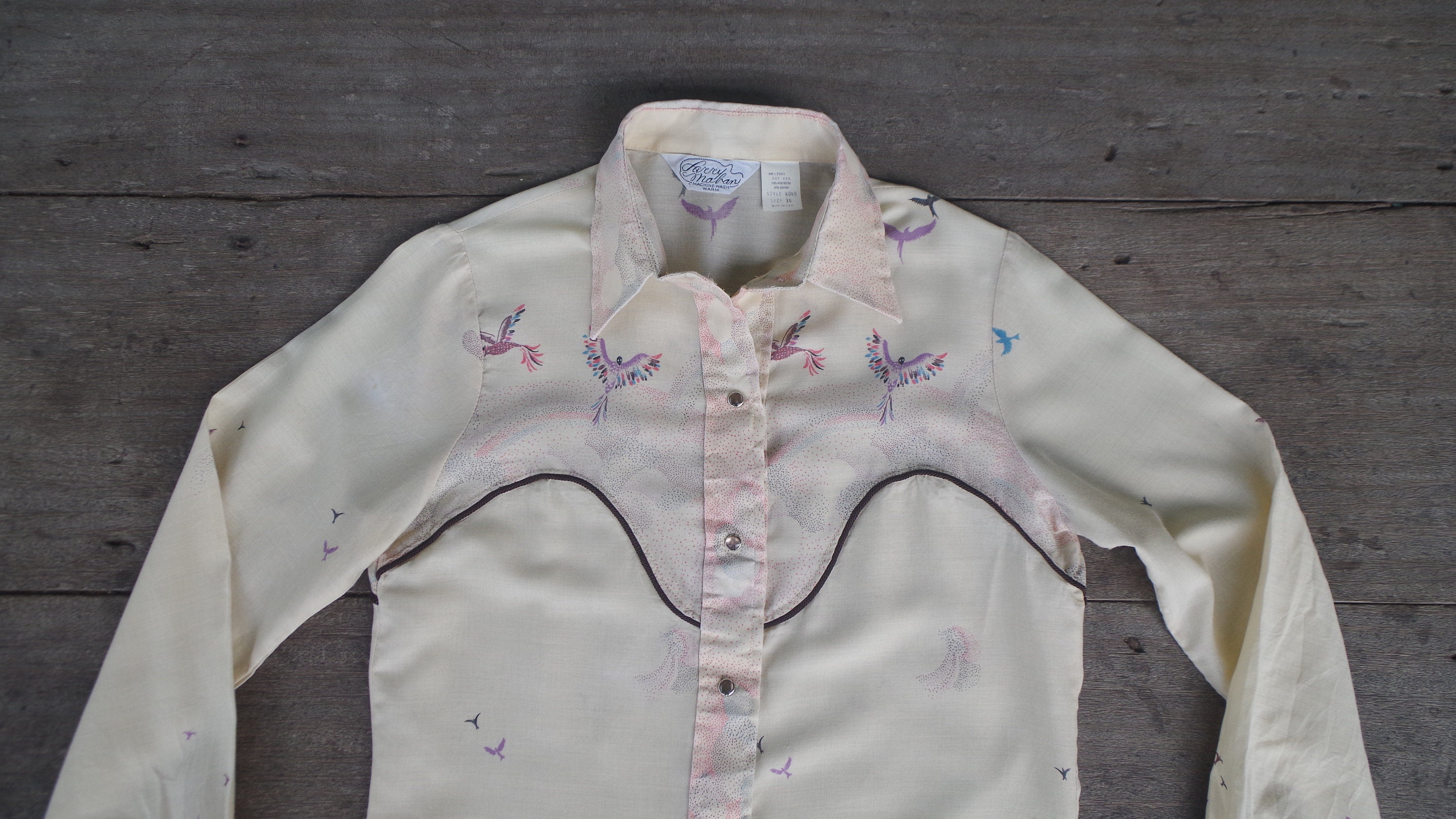 Vintage 70's Larry Mahan Western Shirt Size 34 S,polyester and Rayon ...