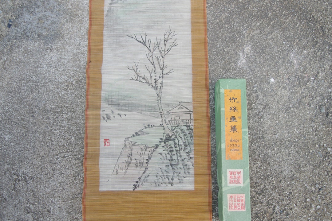 Bamboo Scroll Painting Vintage Hanging Scroll ,stream,nature,kakejiku ...