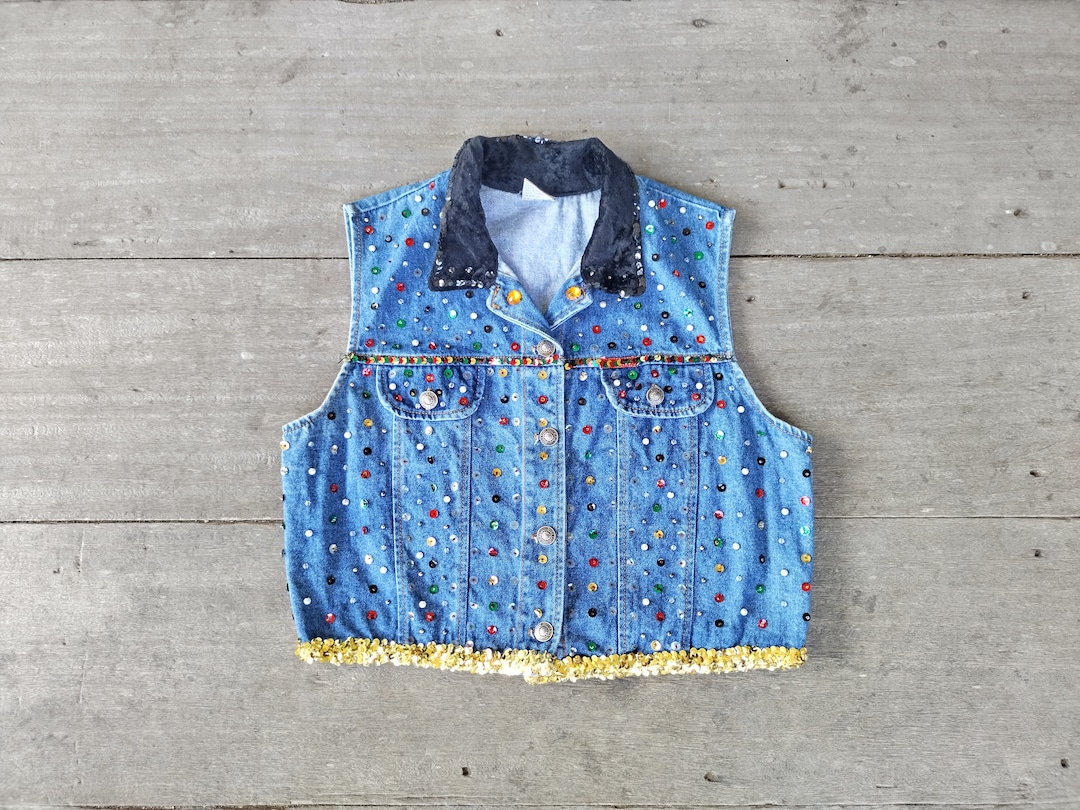 Vintage Big Time USA Denim Vest Kid Size XL , Girl Teen Size S -M ,2 ...