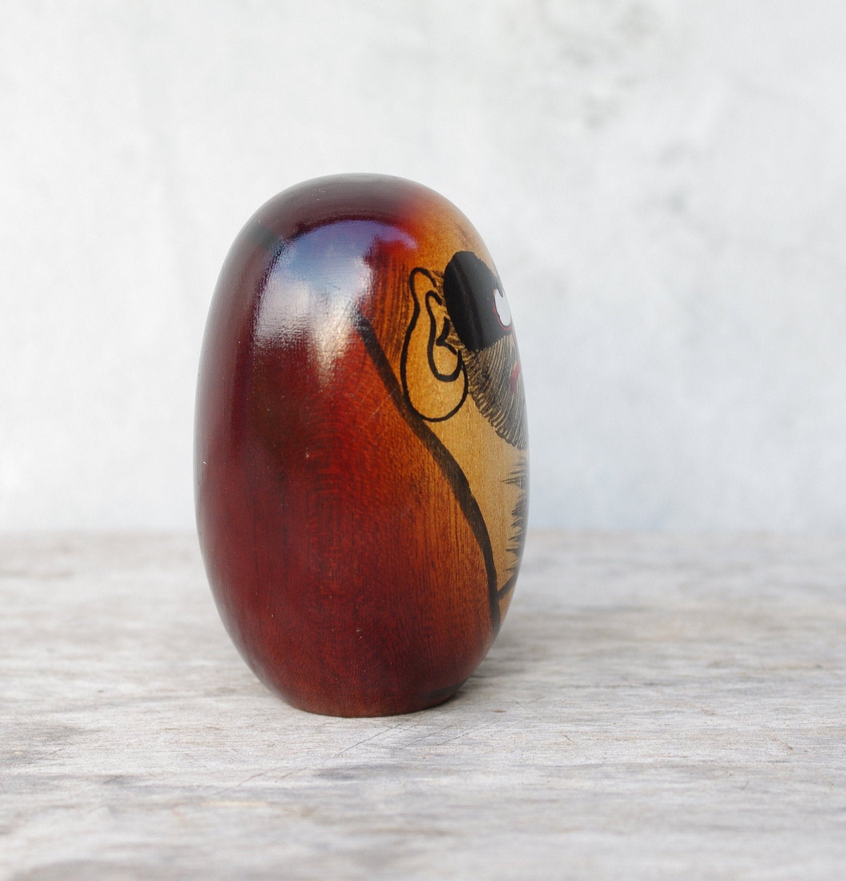 Japanese Lucky Daruma Dharma Doll Carving and Paint Wood Doll ...