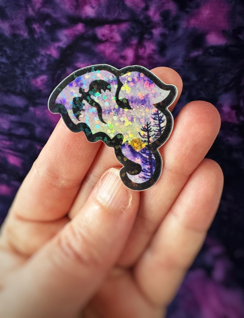 Dragon Art Sticker, Glitter Dragon Sticker, Watercolor Art Sticker ...