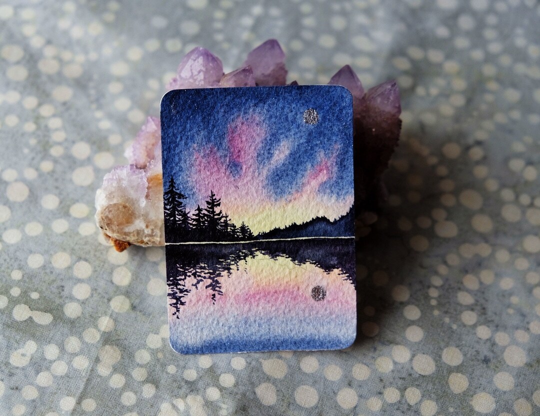 Watercolor Artist Trading Cards, Lake Card, Original Watercolor Art ...