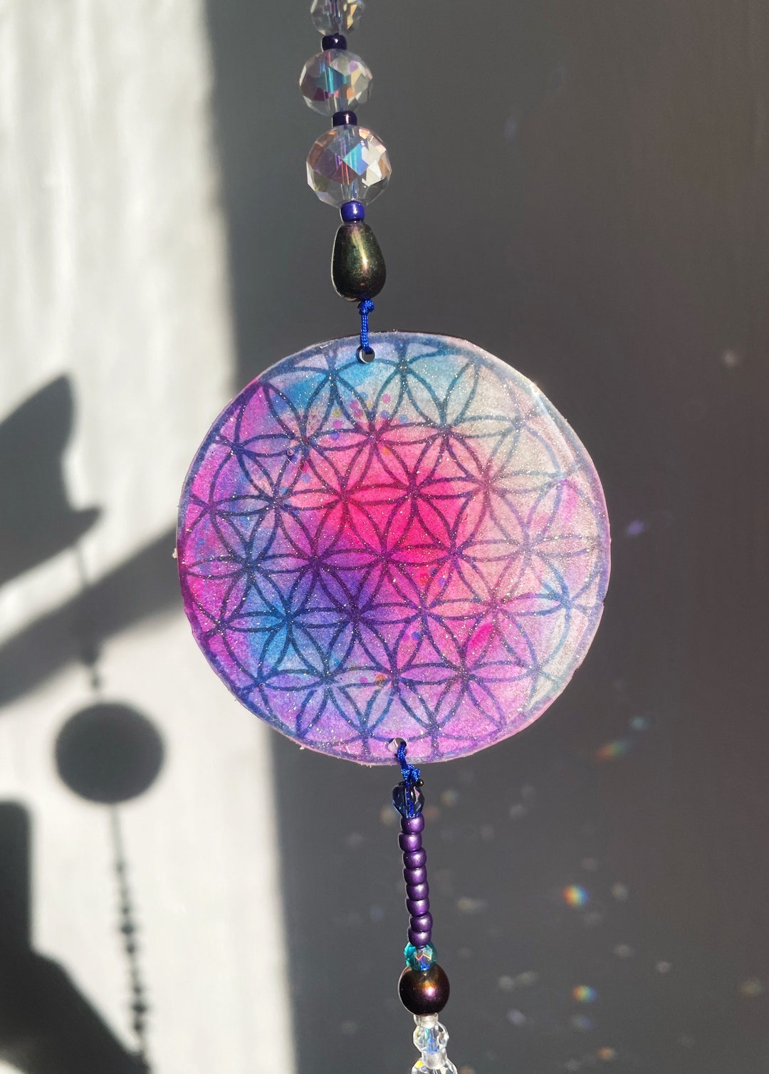 Sacred Geometry Style Suncatcher, Handmade Crystal Suncatcher ...