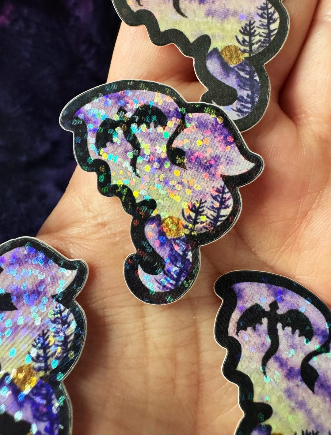 Dragon Art Sticker, Glitter Dragon Sticker, Watercolor Art Sticker ...