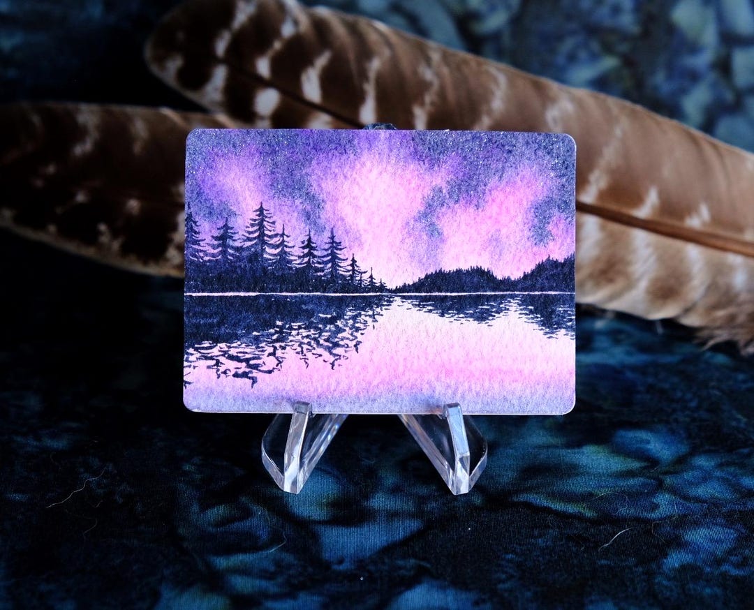 Watercolor Artist Trading Cards, Sunset Art Card, Original Watercolor ...