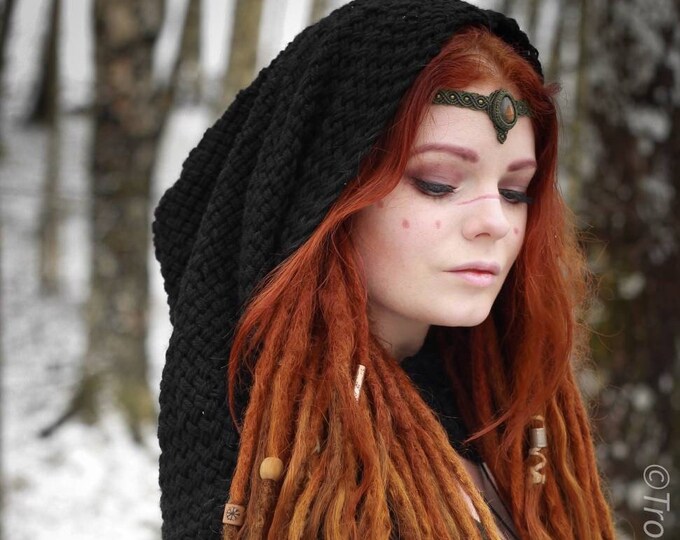 Big Handwoven Skjoldehamn Inspired Hood in Black Wool - Etsy Sweden