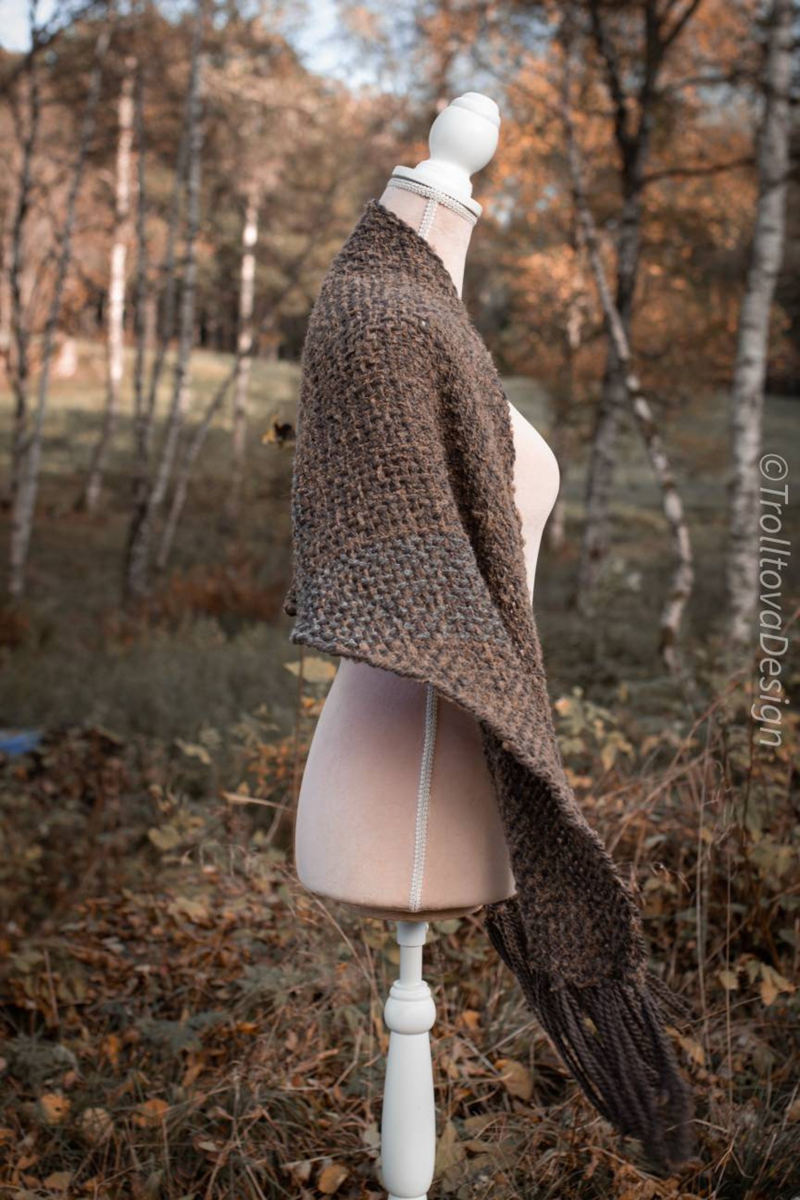 Big Handwoven Rectangular Shawl in Brown Wool and Alpaca. | Etsy