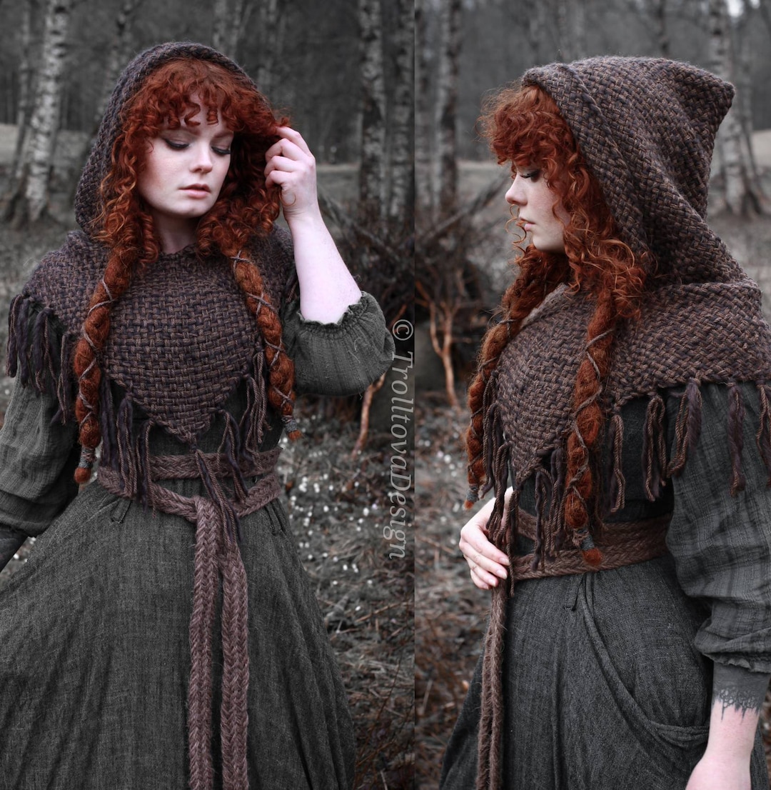 Small Handwoven Skjoldehamn Inspired Hood in Brown Wool and Alpaca With ...