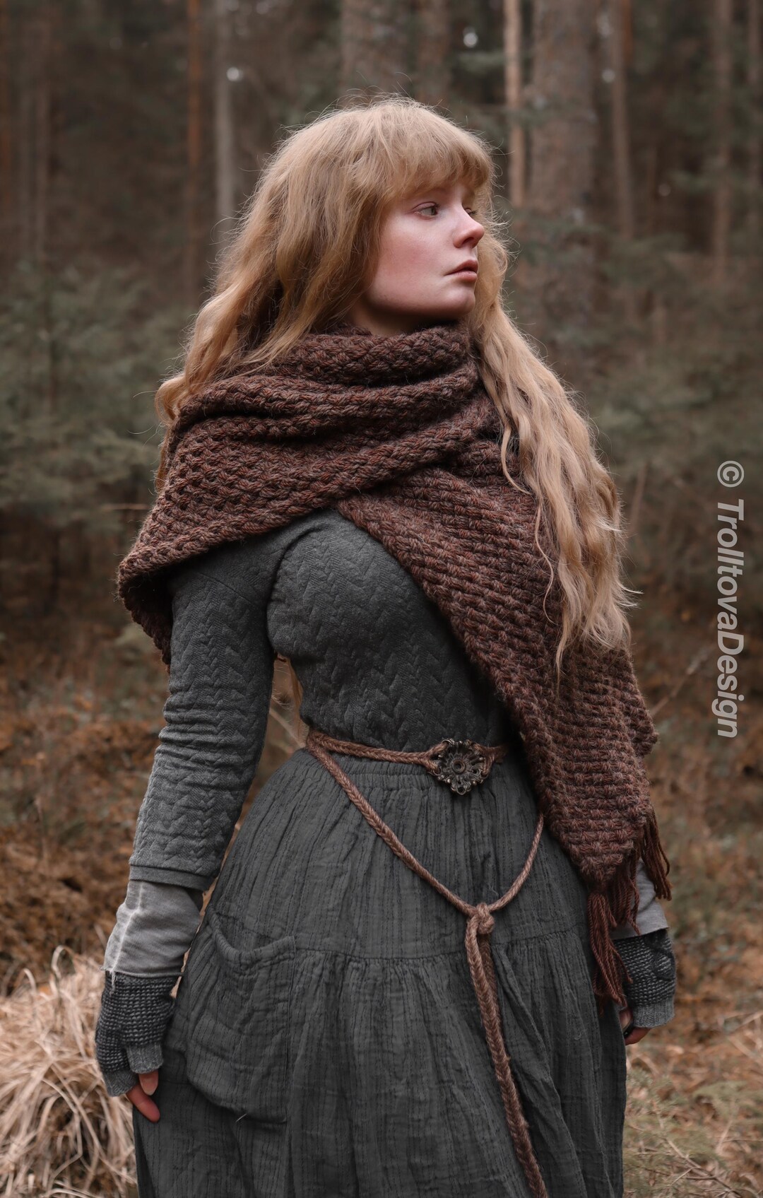 Big Handwoven Rectangular Shawl in Brown Wool and Alpaca. - Etsy