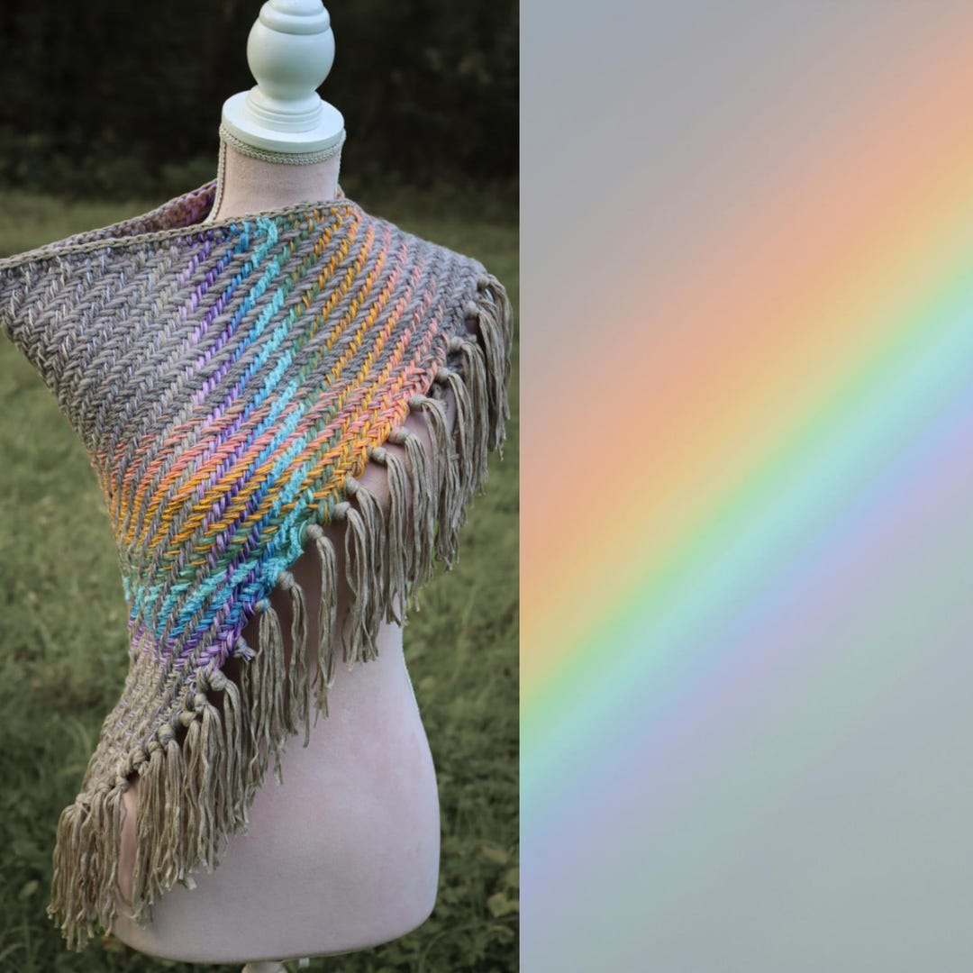 Handwoven Triangle Shawl Made From Yarn Scraps. - Etsy