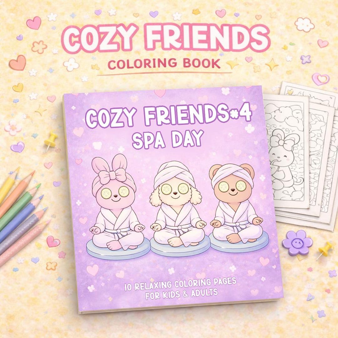 Printable Spa Coloring Pages – Cozy Friends: SPA Day – Digital Download ...