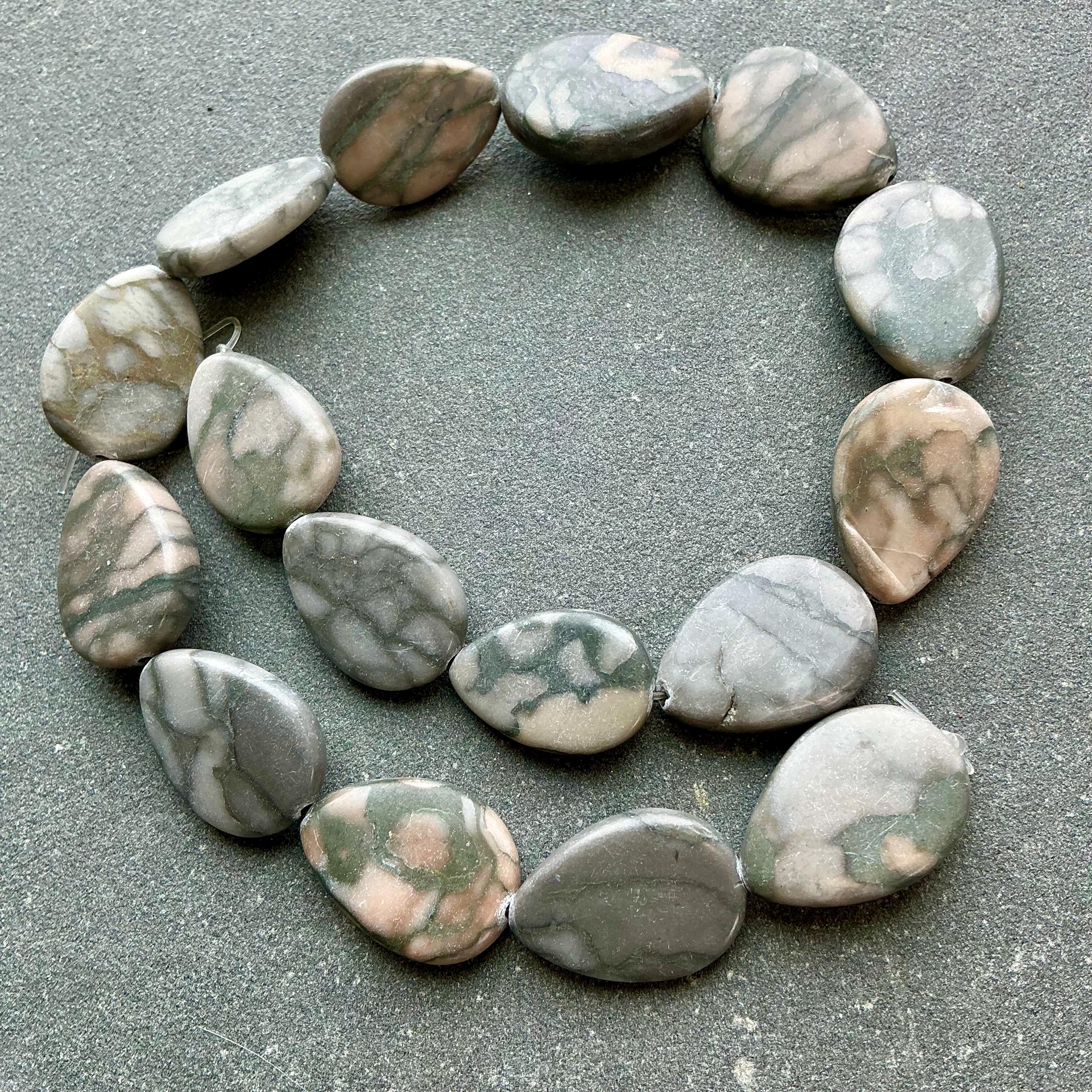 River Marble Oval Bead Teardrop Slice Flat Destash Jewelry Supply ...