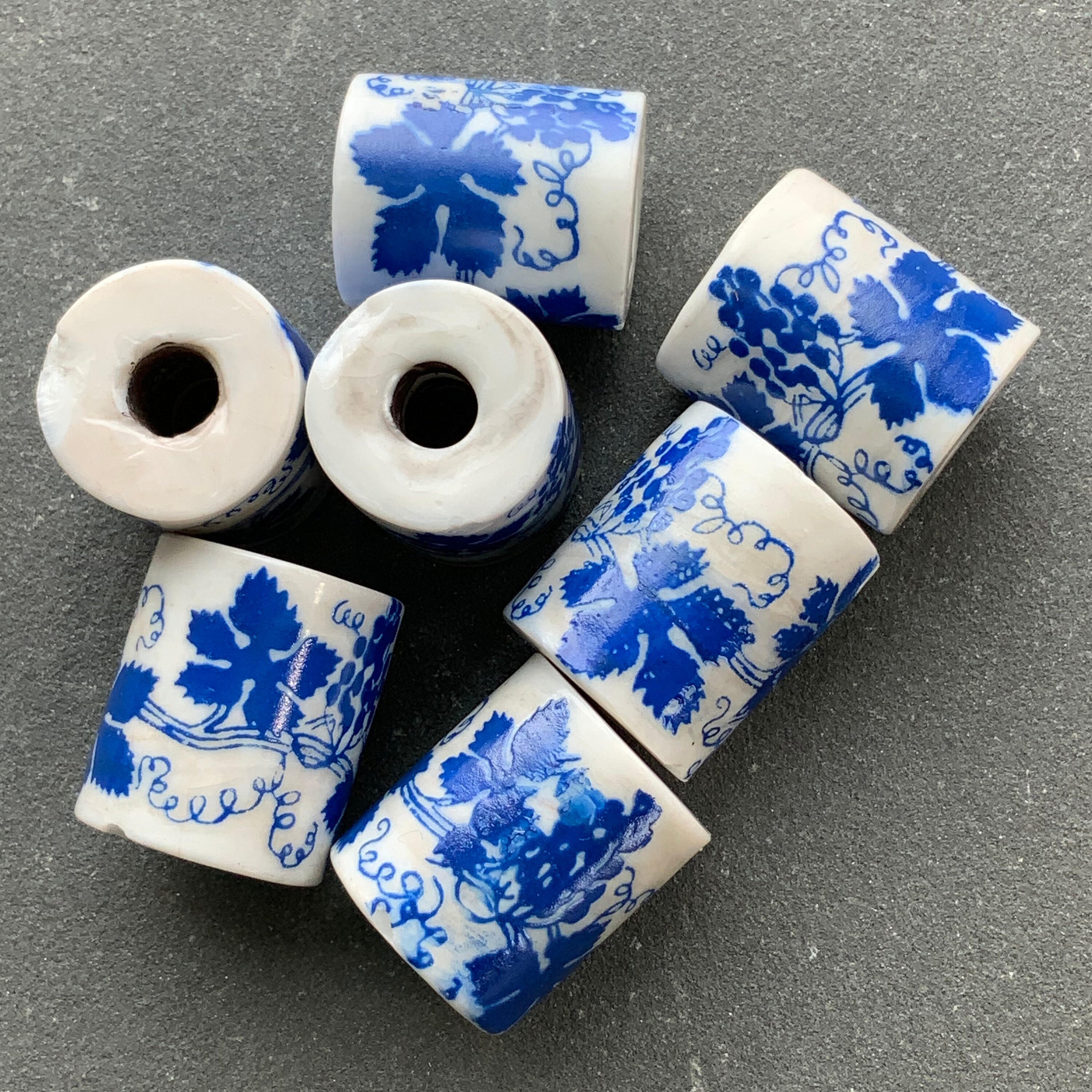 Large Blue Delft Beads Vintage Blue Delft Glass Large Macrame - Etsy