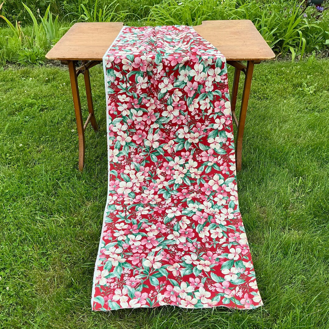2 Yards Barkcloth Texture Cotton Fabric New Destash Dogwood Flower ...