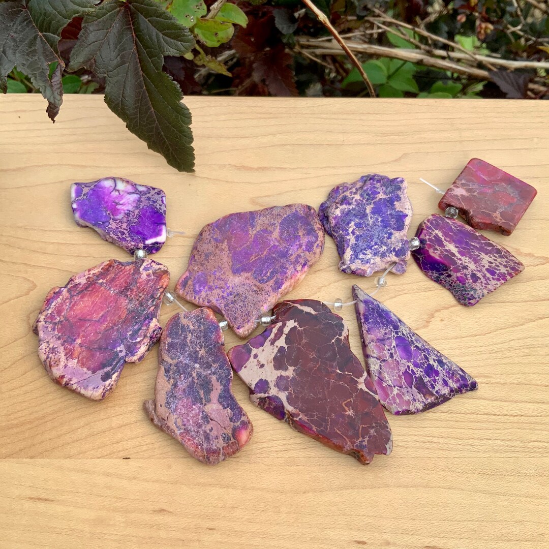 Ocean Jasper Slab Slice Bead Purple Imperial Jasper Gemstone Irregular ...