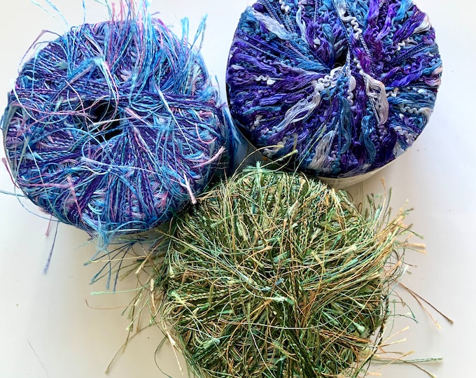 Knitting Crochet Yarn Collection Feather Eyelash Novelty Yarn 3 Skein ...