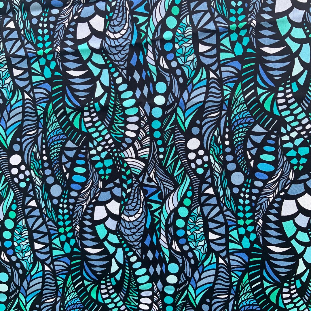 Contemporary Design Blue Cotton Fabric Brand New 3 1/3 Yards Quilting ...