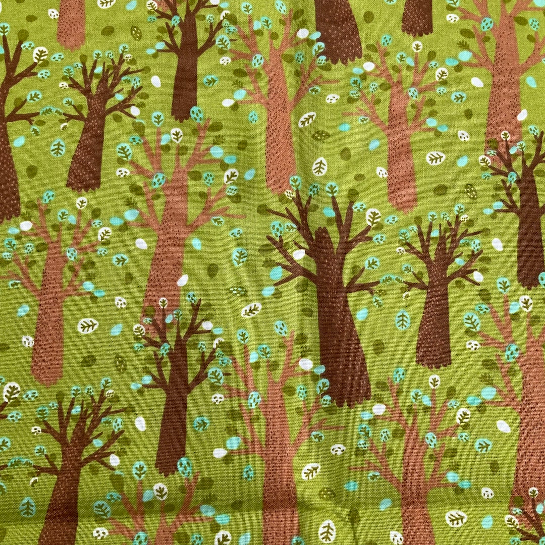 Forest Trees Cotton Fabric Nature Fabric Quilting Sewing Earthy Natural ...