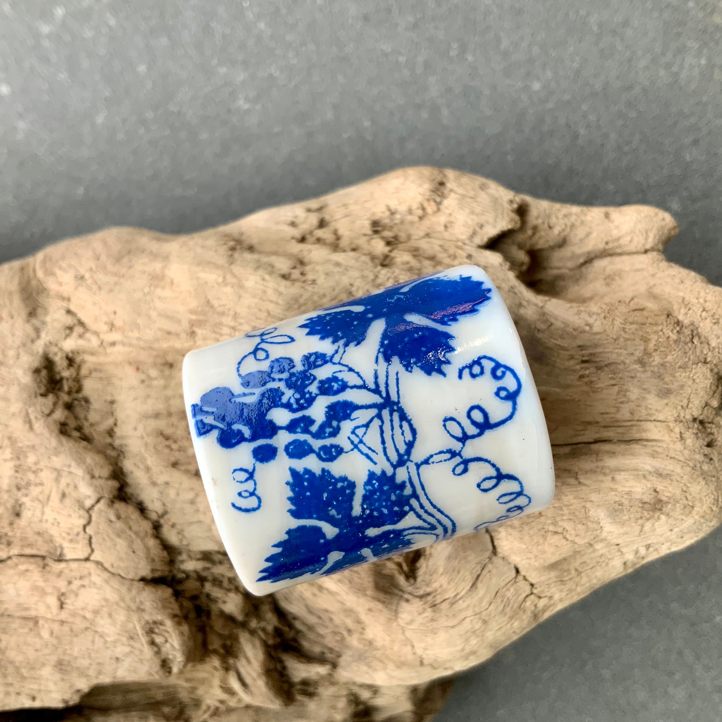 Large Blue Delft Beads Vintage Blue Delft Glass Large Macrame - Etsy