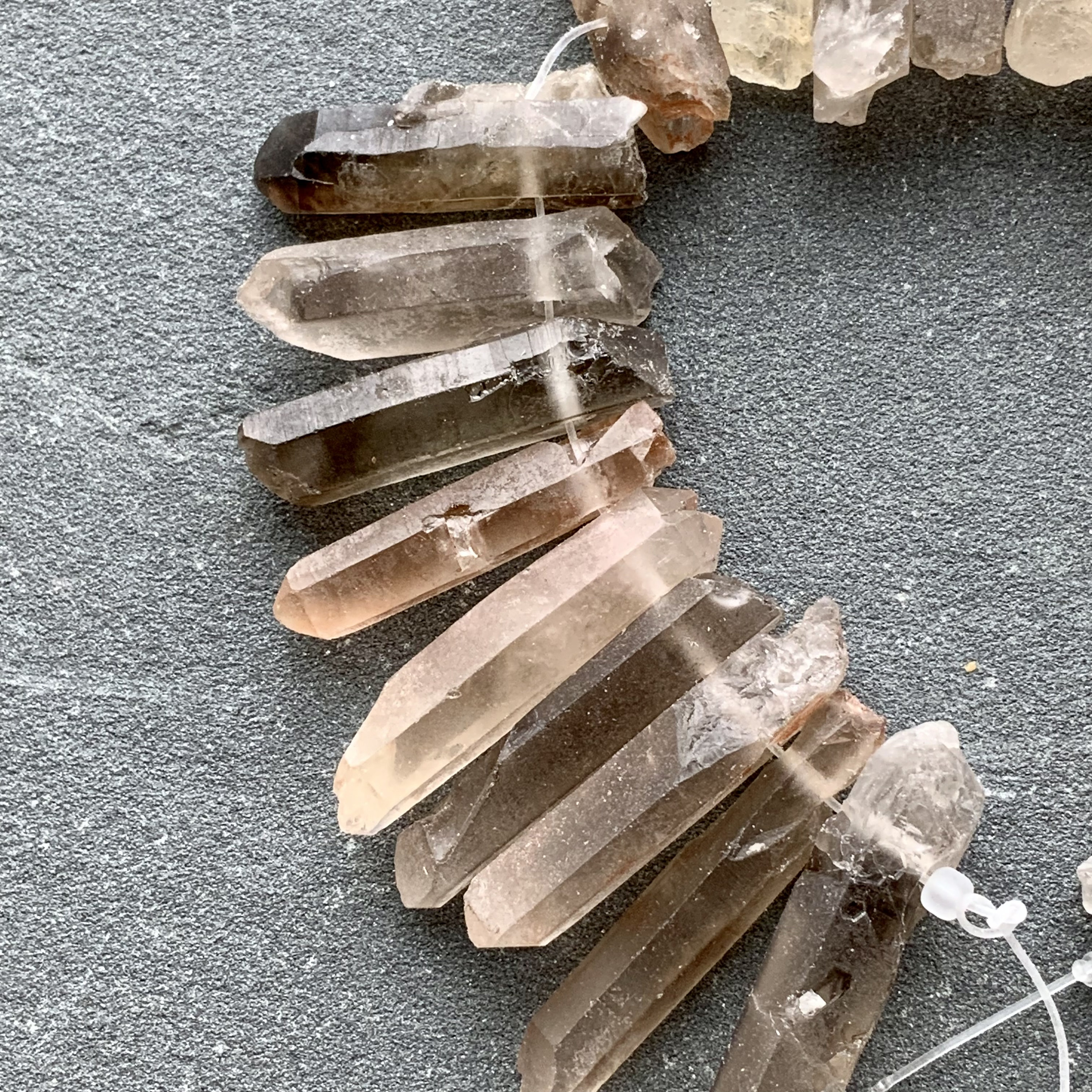 Various Lengths Smoky Quartz Points Raw Gradient Crystal Point Beads ...