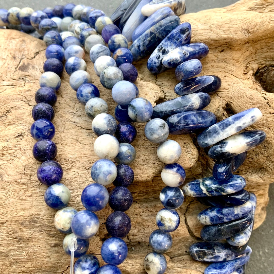 Sodalite Bead Collection 6mm Round & Spike Stick Top Drilled Destash ...