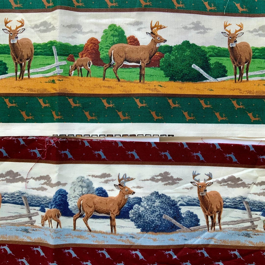 Whitetail Deer Fabric Pieces Quilt Border Strips 20 Yards Preowned ...