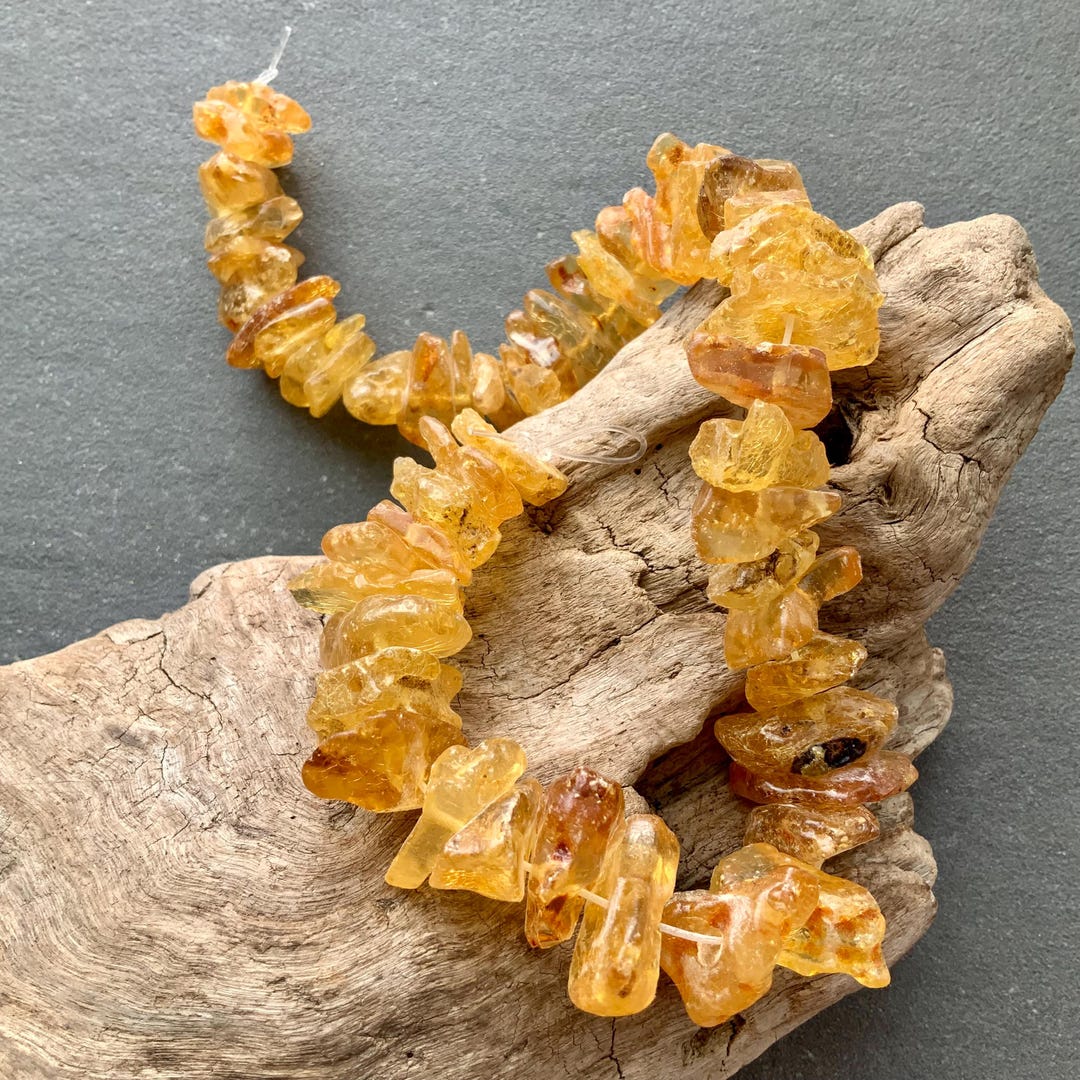 Vintage Copal Resin Beads Nuggets Large Chips Center Drilled Pre-owned ...