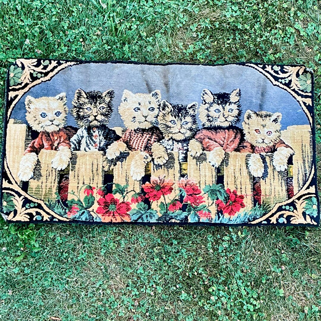 Collectible Antique Textile Alley Cats Art Tapestry Italy 1930 ...