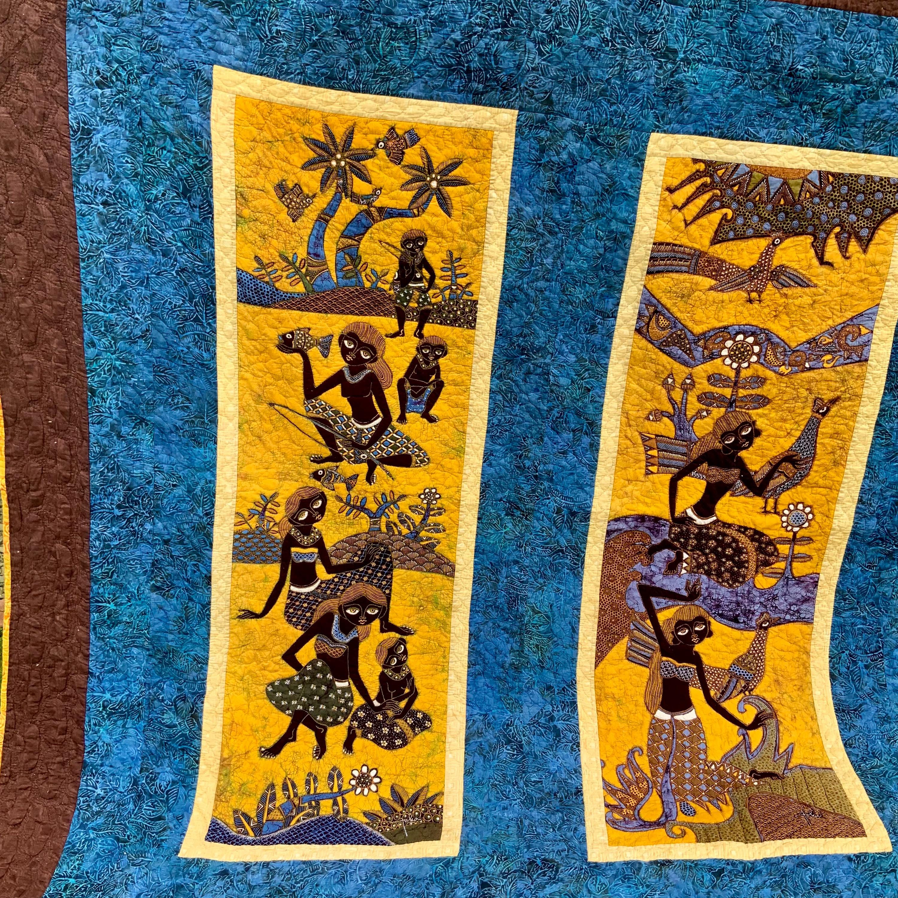 Indonesian Batik Large Quilt Ethnic Native Fiber Art Handmade Folk Art ...