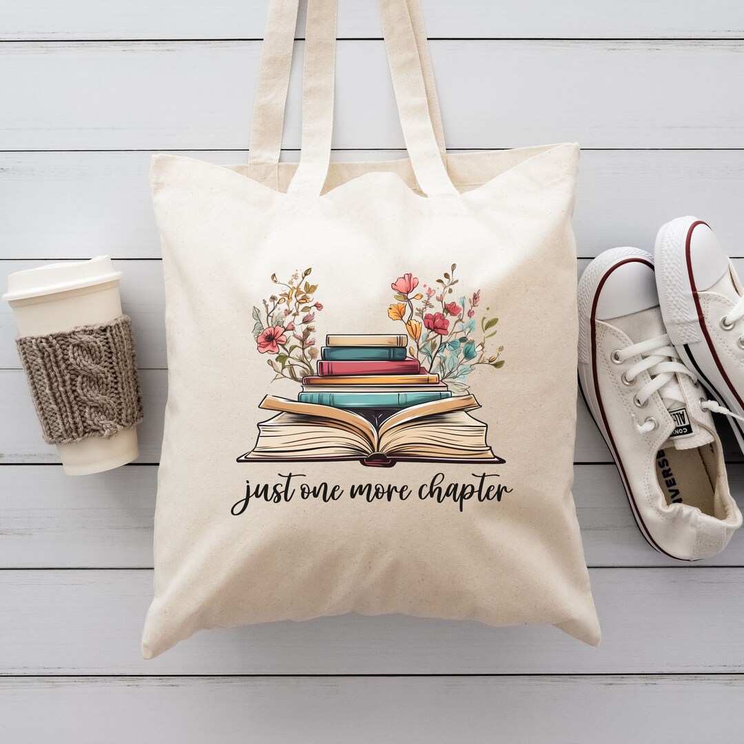 Reading Tote Bag, Floral Library Book Bag, Gift for Librarian, Reading ...