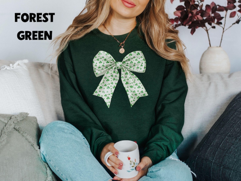 St Patrick’s Day Bow Sweatshirt Coquette Irish Shirt - Etsy