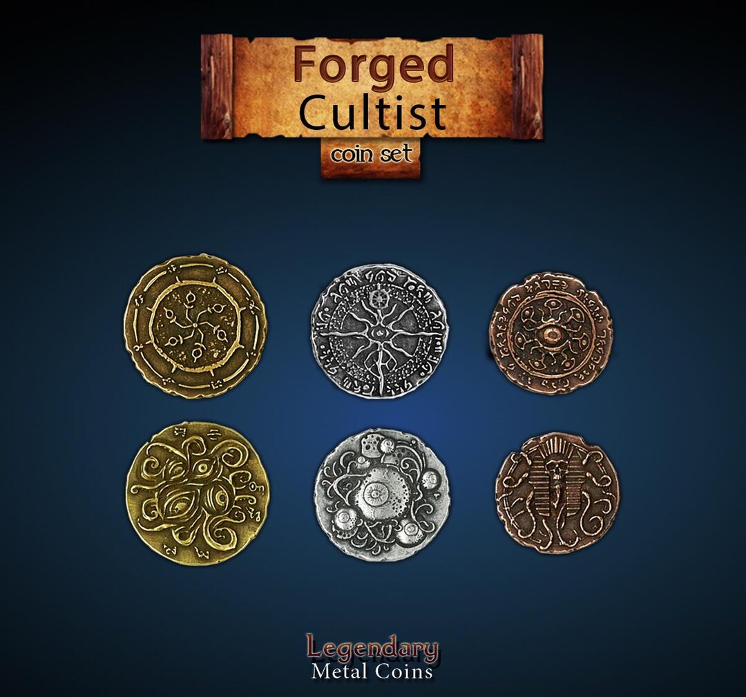 Forged Cultist Coin Set: Legendary Metal Coins. Premium Metal Coins ...