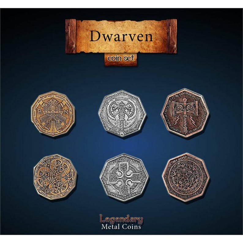 Dwarven Coin Set: Legendary Metal Coins. Premium Metal Coins ...
