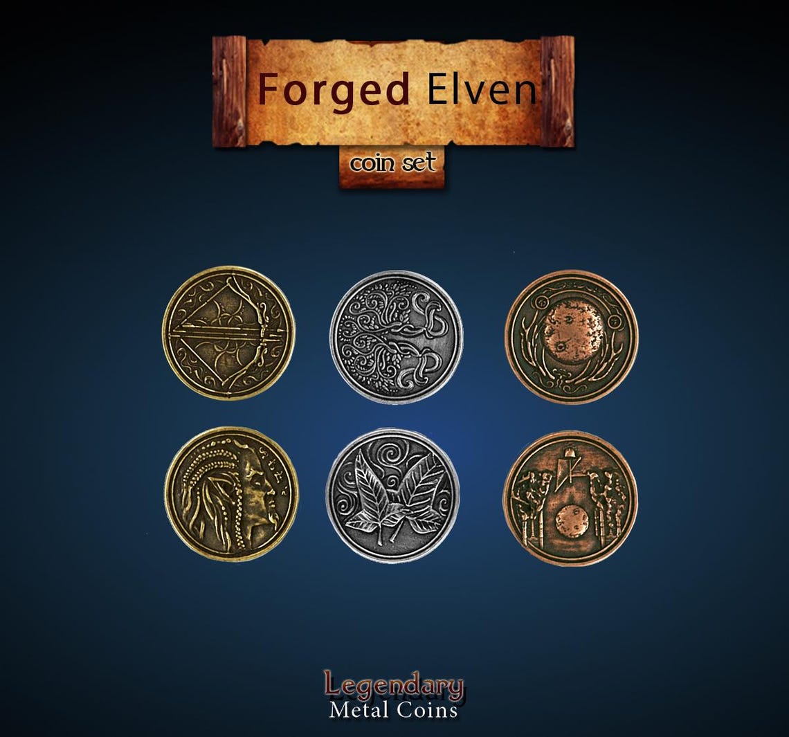Forged Elven Coin Set: Legendary Metal Coins. Premium Metal Coins ...