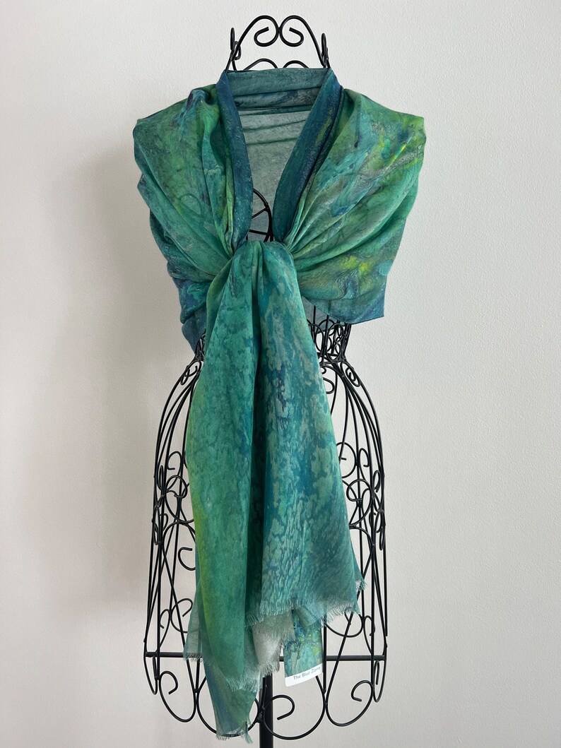 Long Modal Silk Scarf Large Green Modal Silk Scarf Gifts for - Etsy