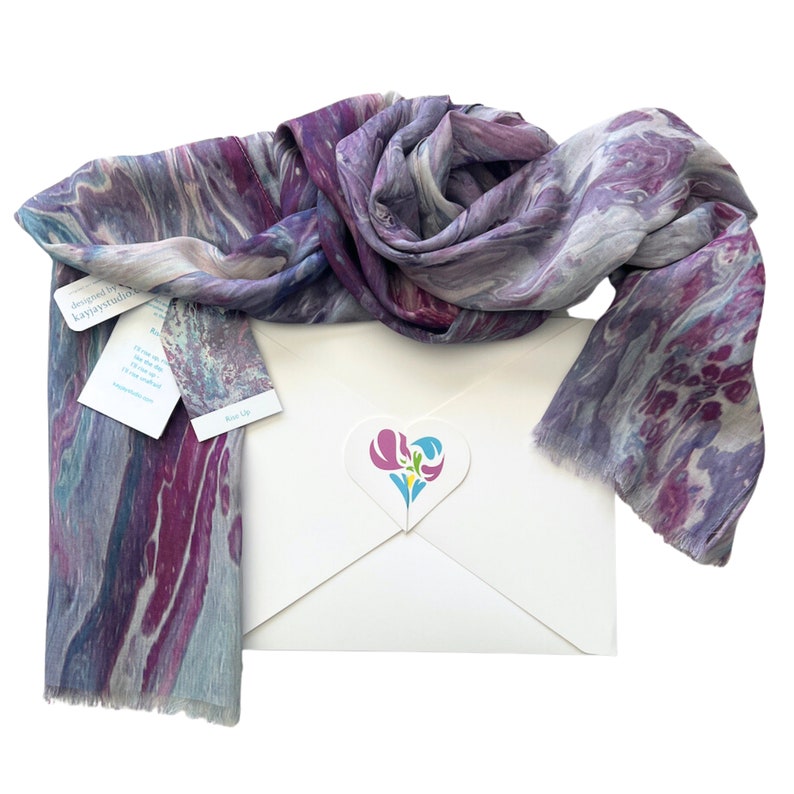 Modal Silk Scarf: Mauve Purple Abstract Art Shawl - RISE UP - Etsy