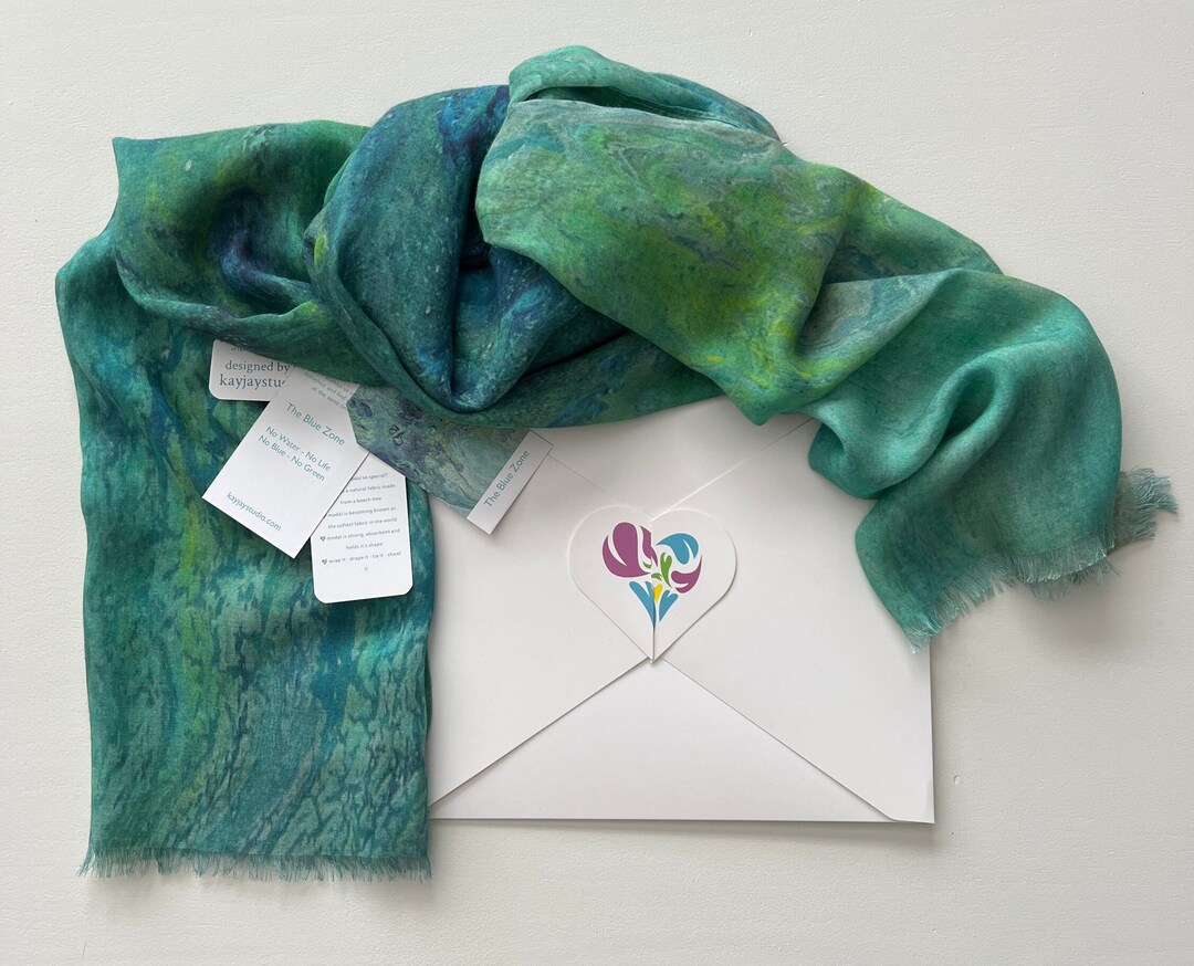 Long Modal Silk Scarf Large Green Modal Silk Scarf Gifts for - Etsy