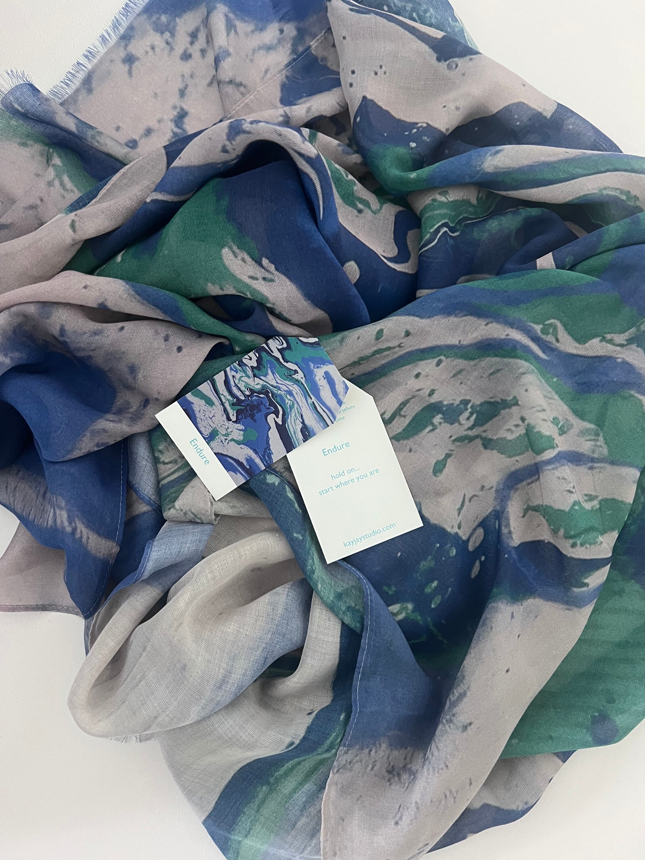 Royal Blue Mint Green Modal Silk Scarf Long Lightweight All | Etsy