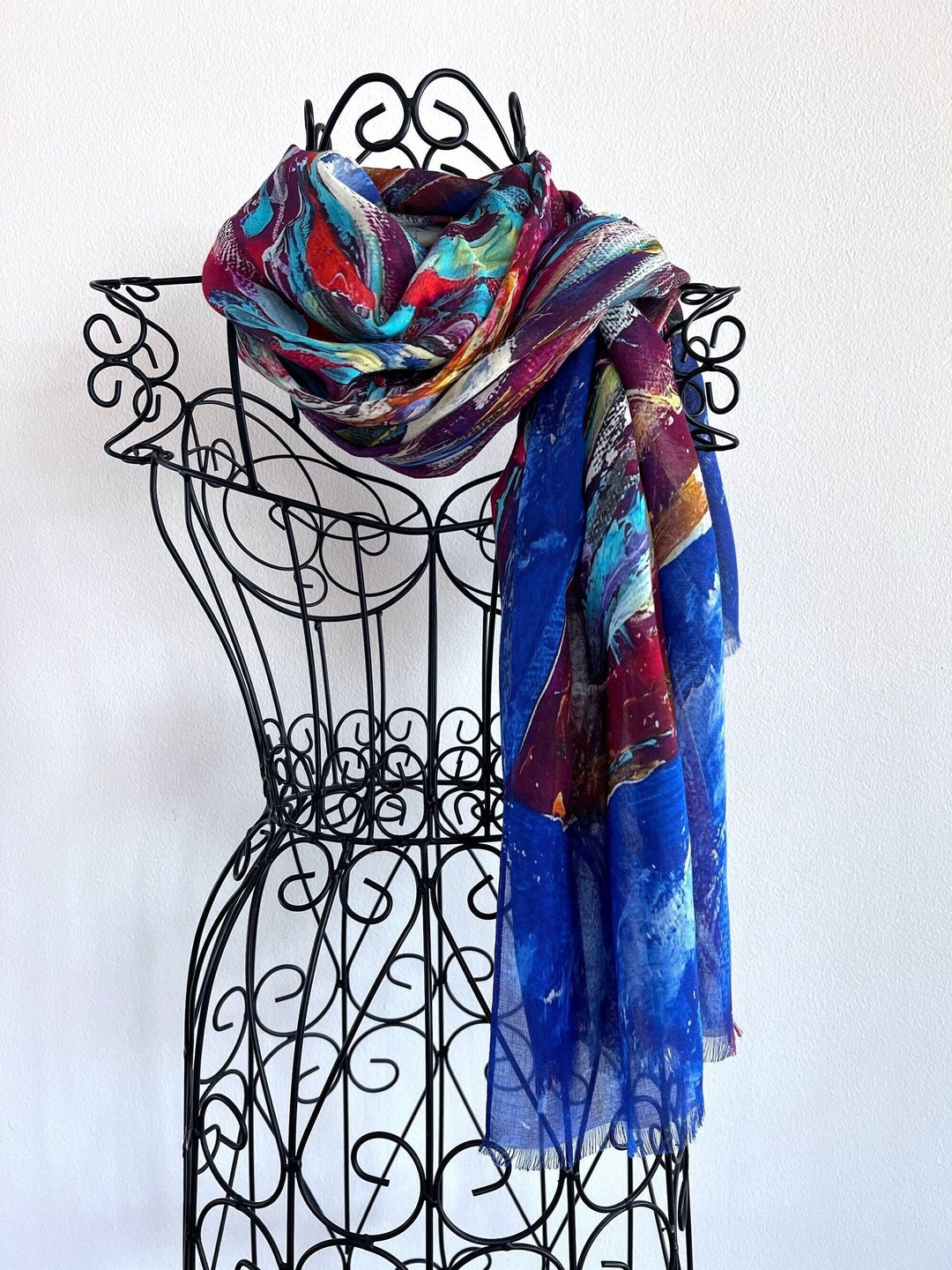 Abstract Floral Modal Silk Scarf: All Season Art Shawl in Gift Envelope ...