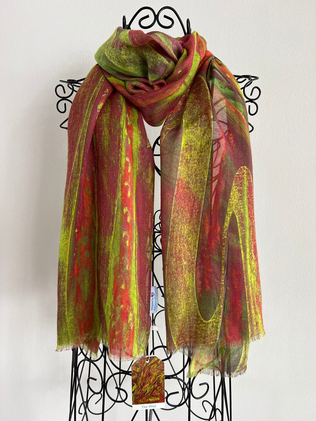 Lime Green and Burgundy Scarf, Lightweight All Season Scarf, Nature ...