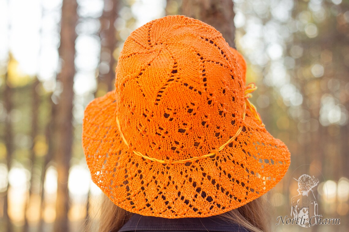 KNITTING PATTERN: Orange Knitted Cottonwool Summer Hat Knitted Sun Hat ...