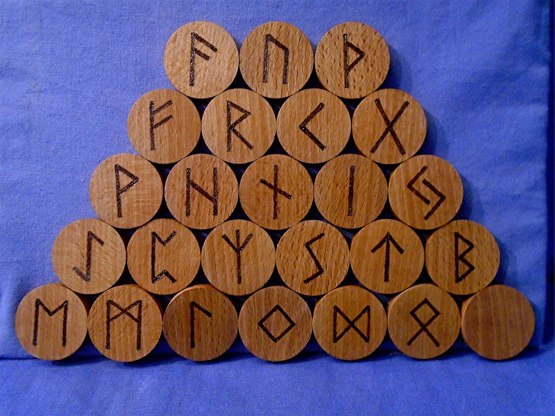 Handmade Wooden elder Futhark Rune Set of 24 Plus One Blank. Comes With ...