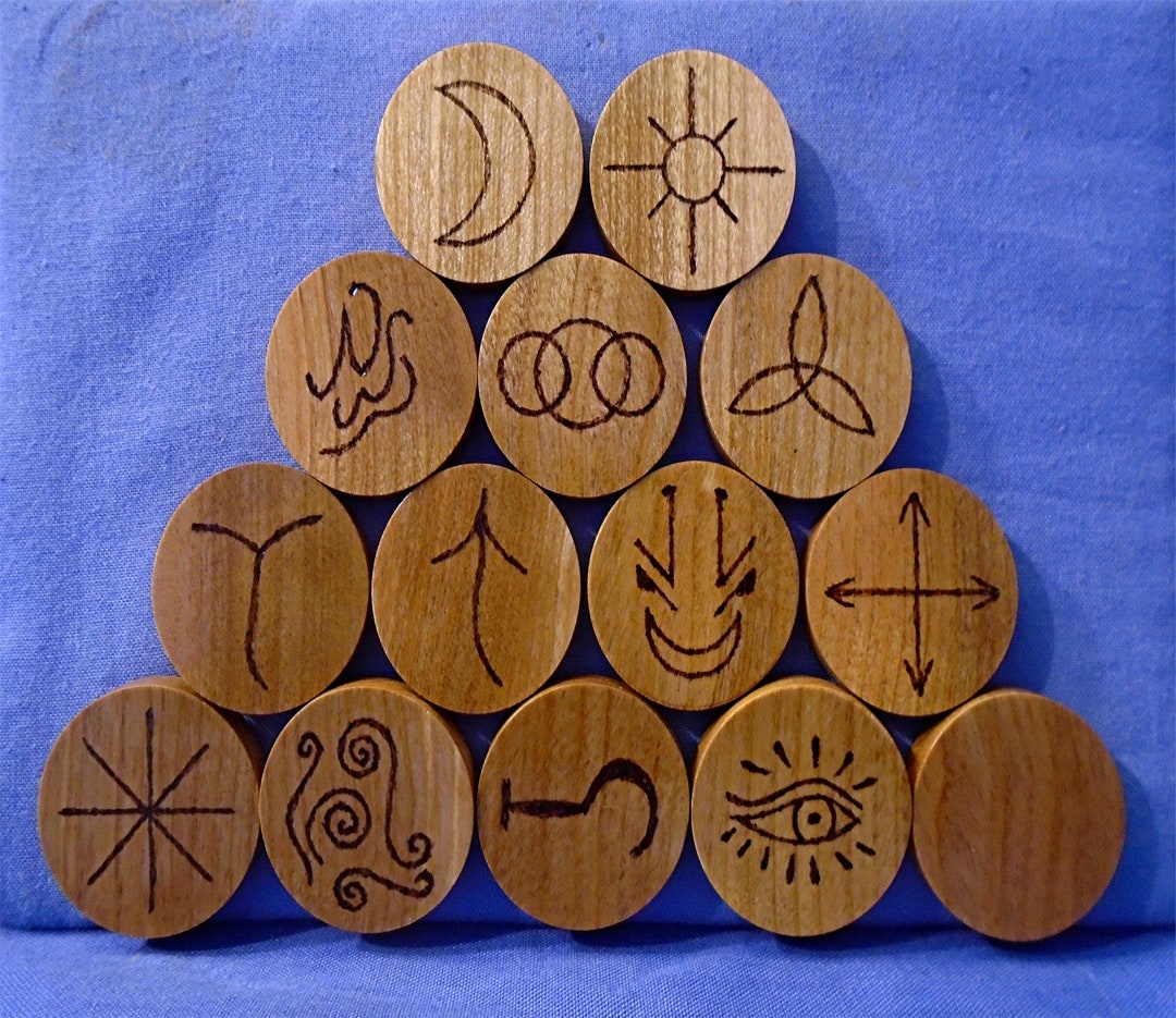 Handmade Wooden 13 Witches Runes Plus One Spare Blank. Comes With a ...