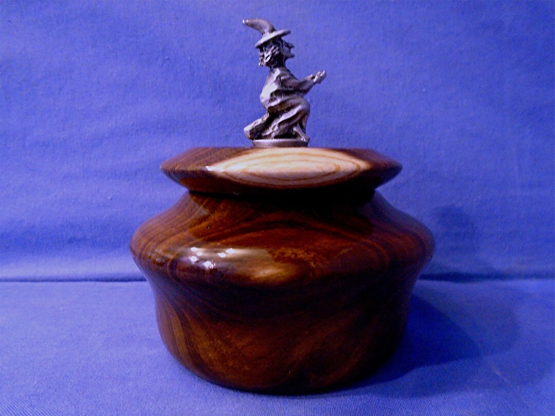 Handmade Wood & Pewter Medium Box *pewter Witch on A Broomstick ...