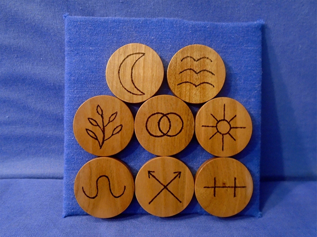 Handmade Wooden 8 Witches Runes Comes With a Drawstring Bag, and a ...