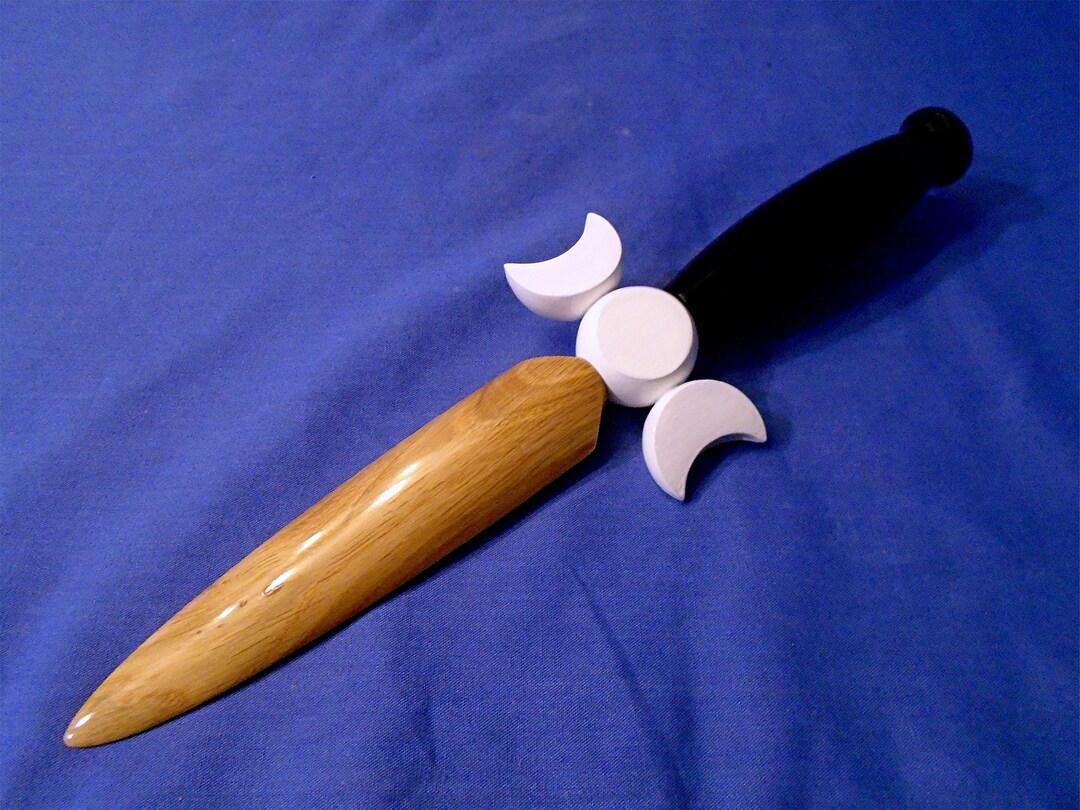 Choice Of: A Black or Elm Handle on Our Handmade *triple Moon Athame ...
