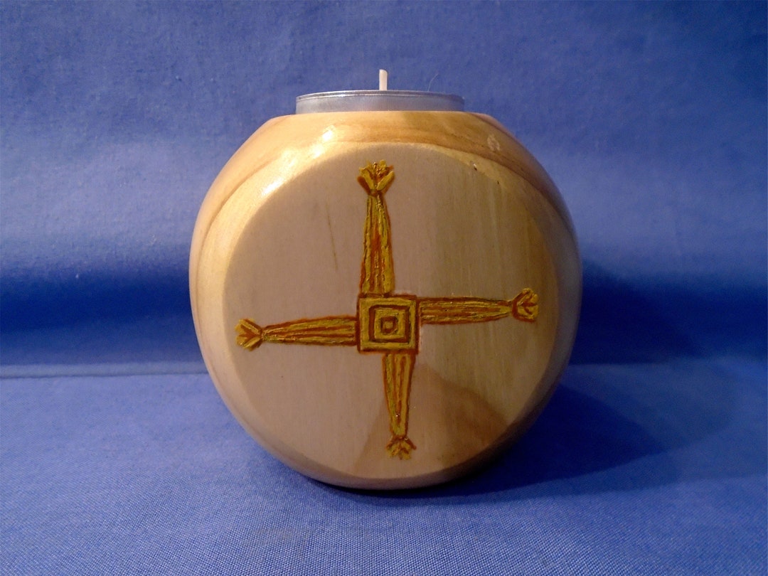 Handmade & Hand-painted Wooden Tealight Holder With *brigid's Cross ...