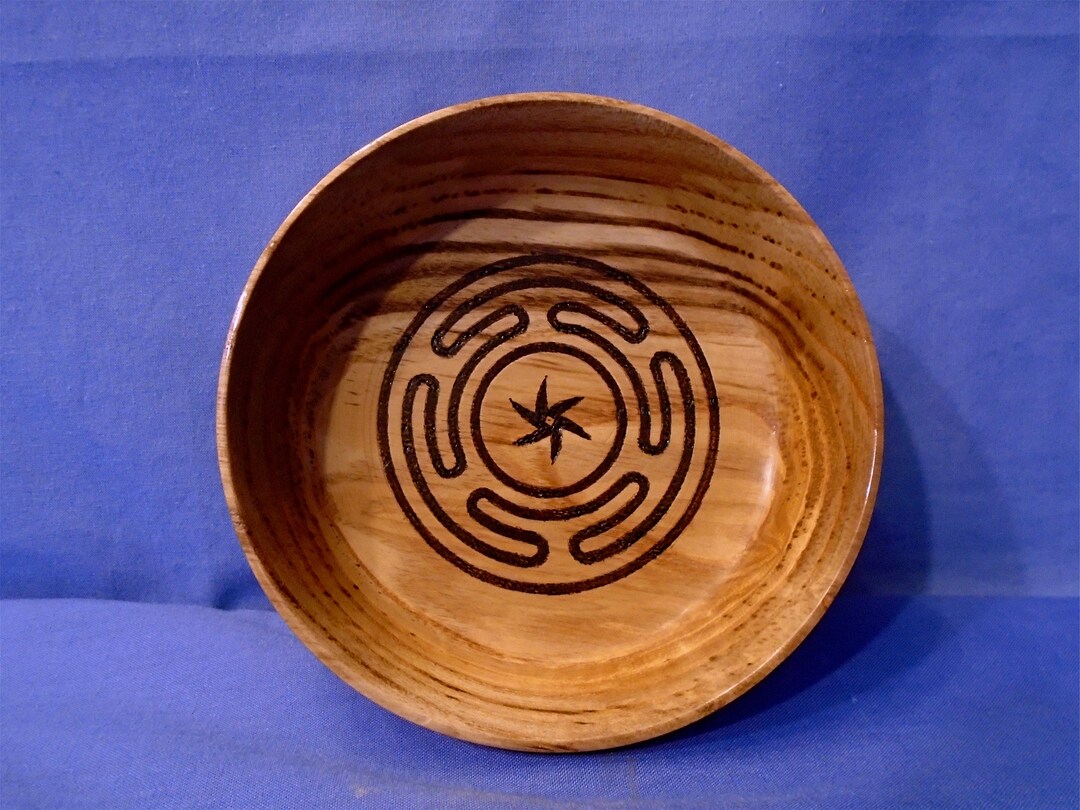 Handmade Medium Wooden Bowl With hekate's Wheel on the Inside. Wiccan ...