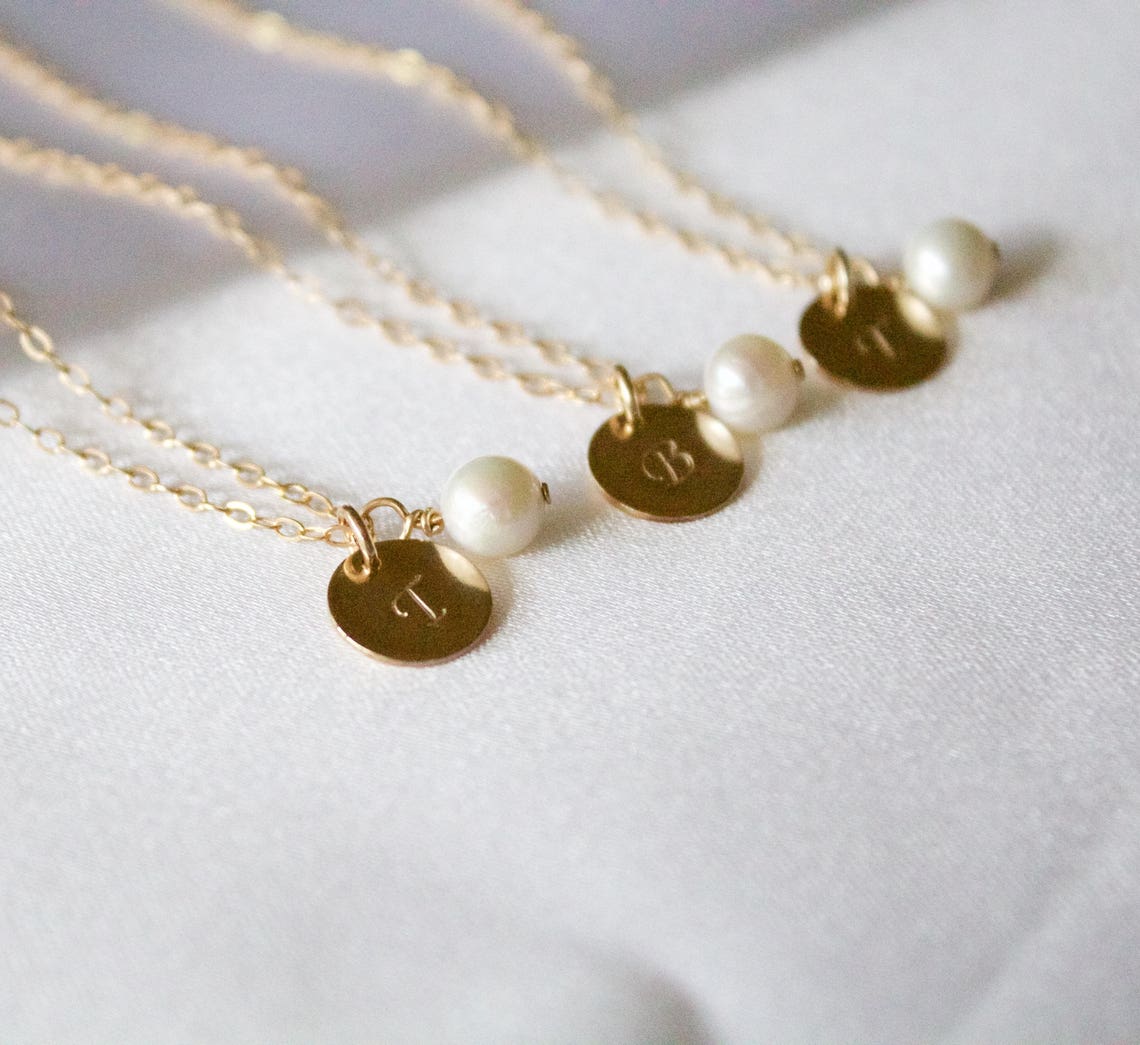 Gold Initial Pearl Necklace//personalized Initial - Etsy