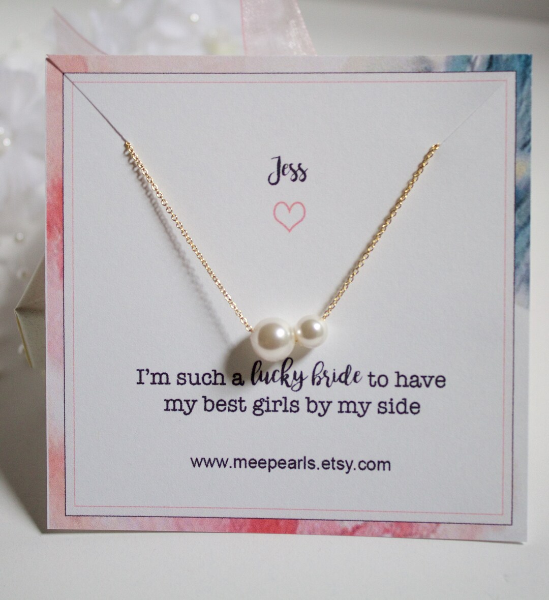 Two Pearls Necklace//bridesmaid Gift//gift for Bridesmaid//gift for ...